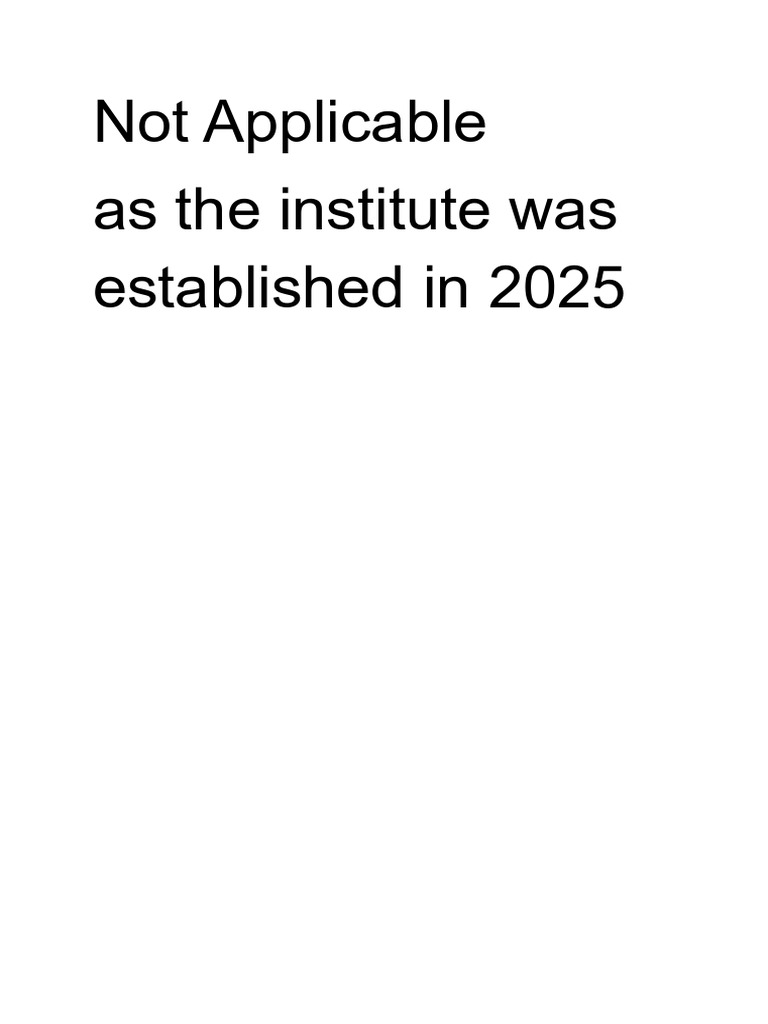 Not Applicable As The Institute Was Established in 2025 | PDF