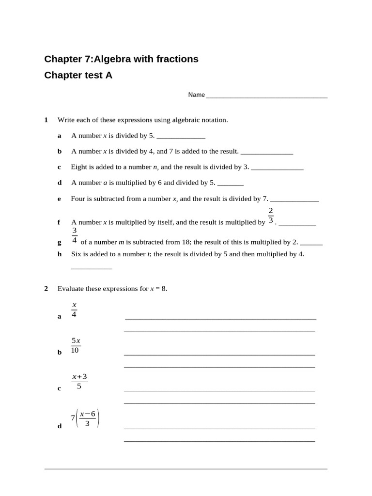 Algebraic Expressions and Evaluations | PDF | Numbers | Area