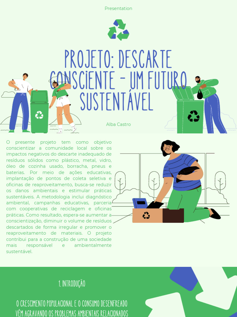 Descarte Consciente: Projeto Sustentável | PDF | Desperdício | Reciclagem