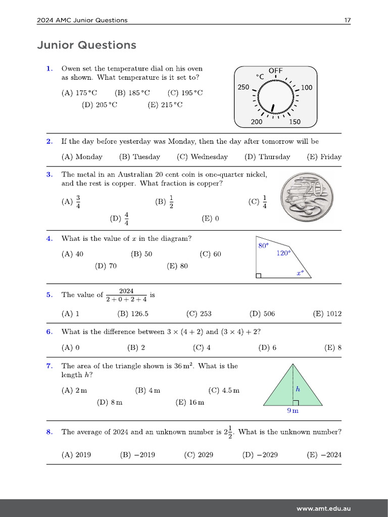 AMC 2024 Junior Questions | PDF