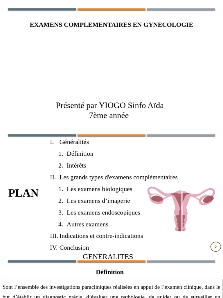 Examens Complémentaires en Gynécologie | PDF | Cancer | Gynécologie