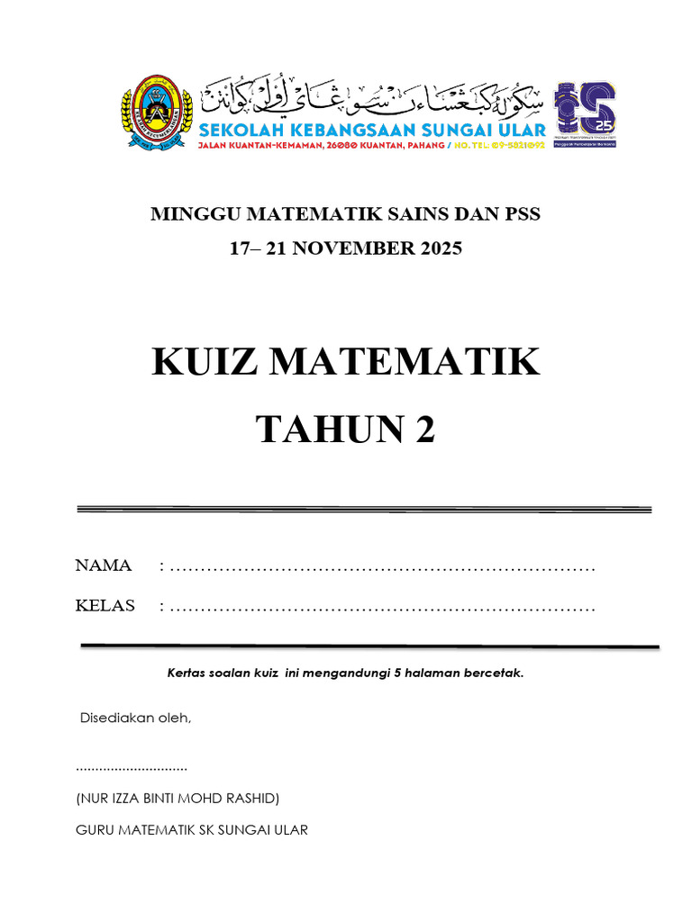 Kuiz Matematik Tahun 2 | PDF