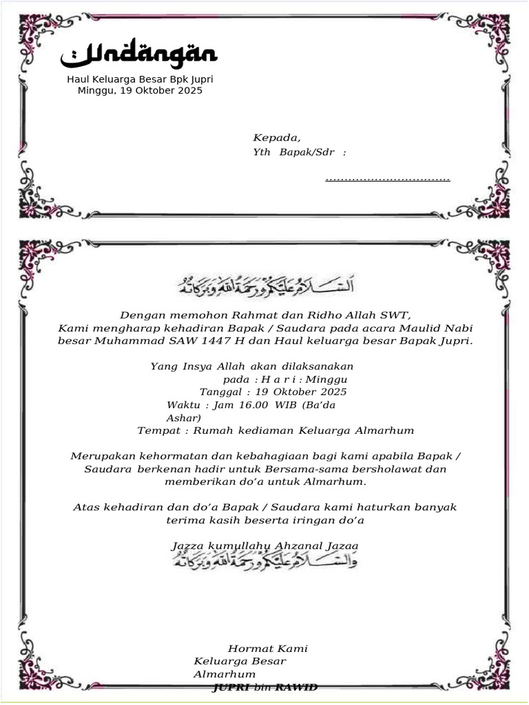 Undangan Haul Dan Muludan-1 | PDF