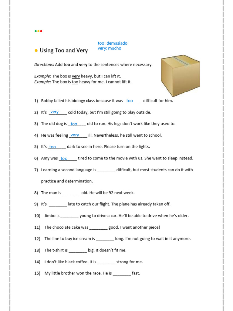 Too and Very | PDF