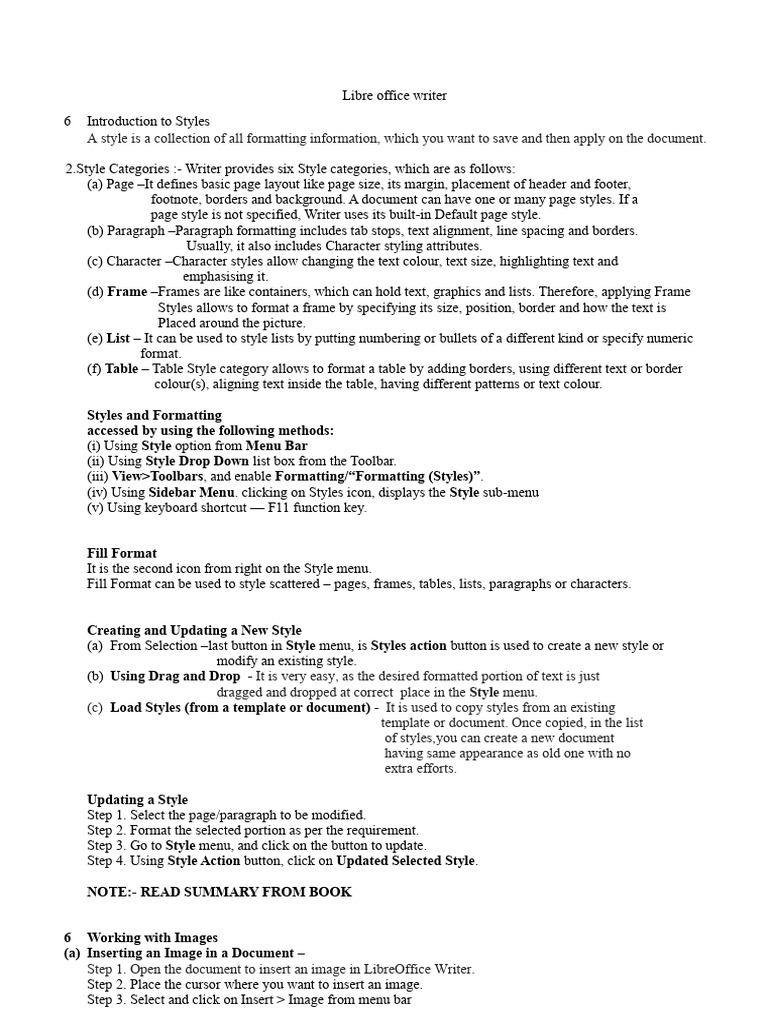 LibreOffice Writer: Styles and Images Guide | PDF | Button (Computing ...