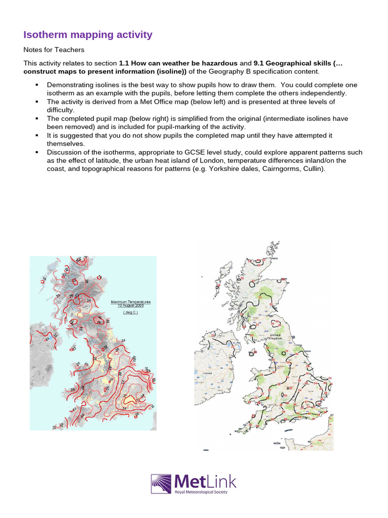 Isotherm Mapping Activity Guide | PDF | Contour Line | Map
