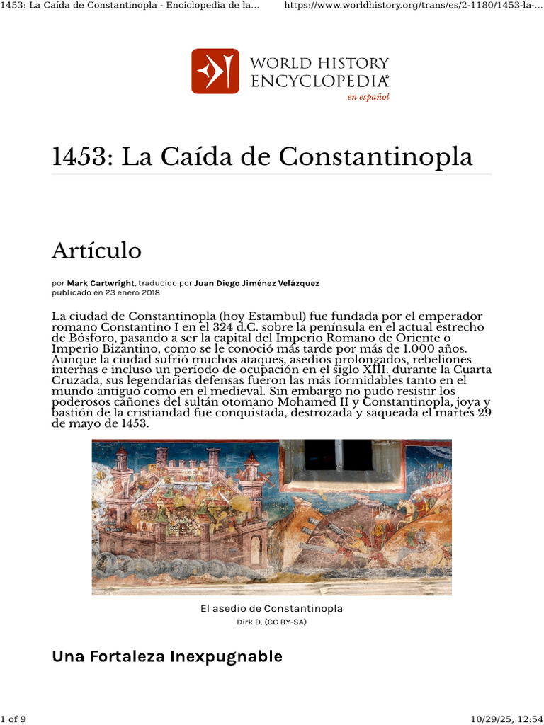 Caída de Constantinopla en 1453 | PDF | imperio Bizantino | Constantinopla
