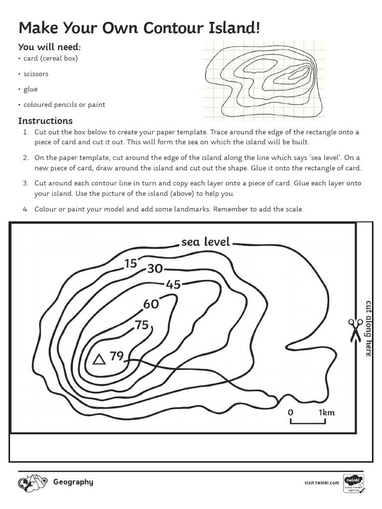 Make Your Own Contour Island Activity Sheet | PDF