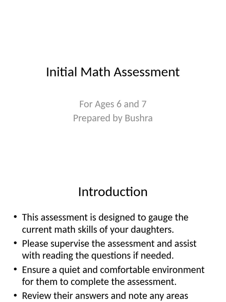 Initial Math Assessment | PDF