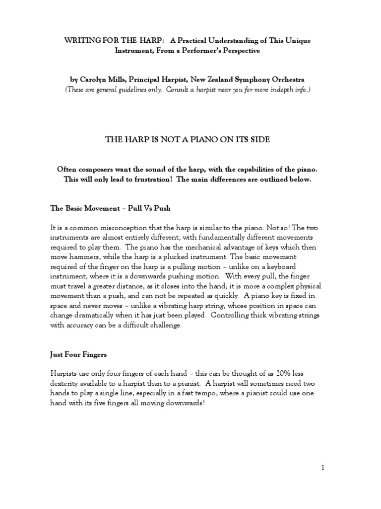 Writing For The Harp | PDF | Piano | String Instruments