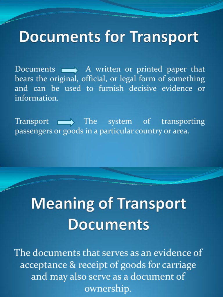 Documents For Transport | PDF | Freight Transport | Transport