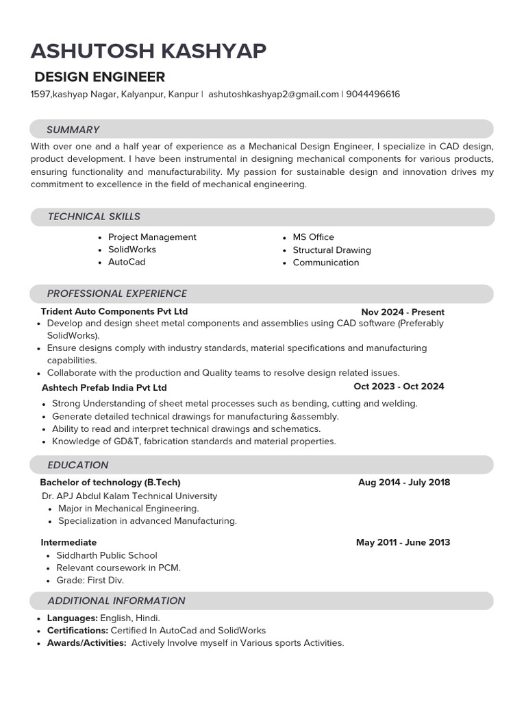 Ashutosh Kashyap Resume | PDF