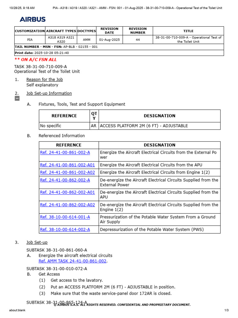 Operational Test: Aircraft Toilet Unit | PDF | Aviation | Airliner