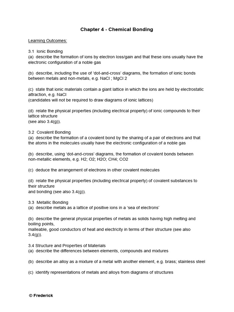 Chapter 4 - Chemical Bonding | PDF | Chemical Bond | Chemical Compounds