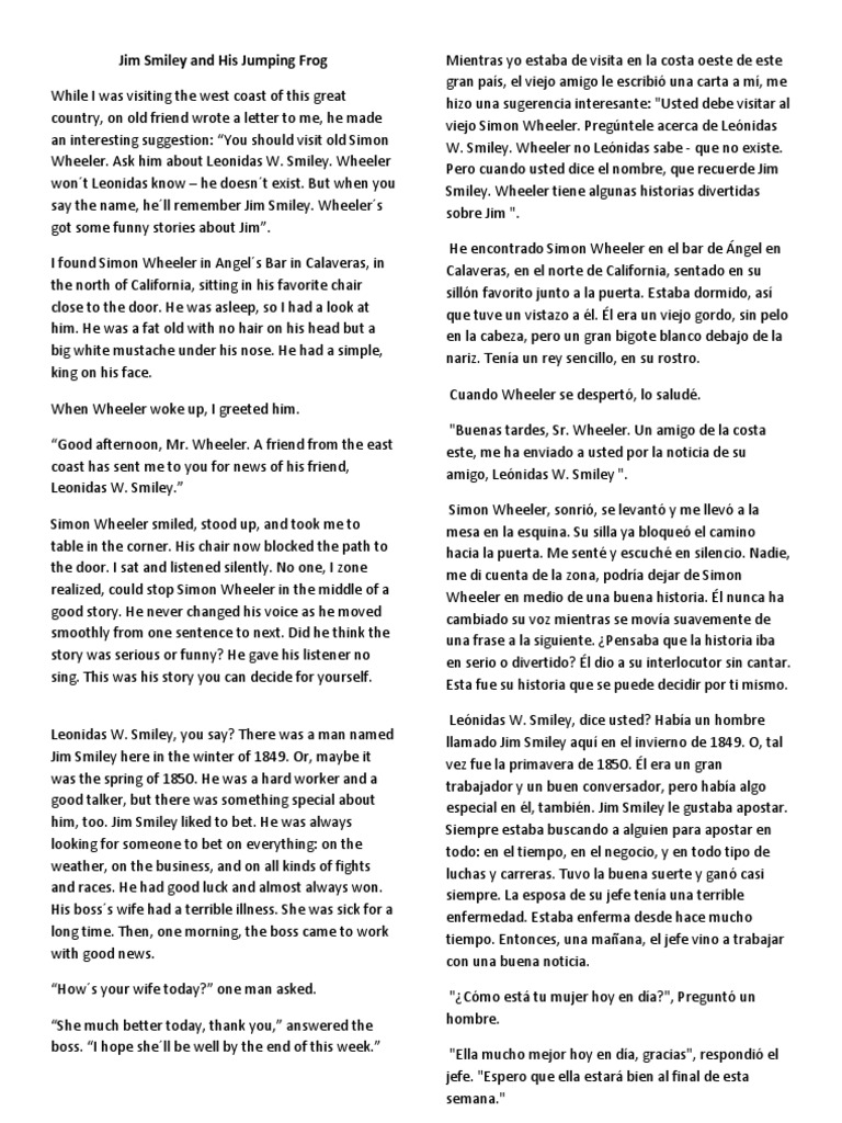 Jim Smiley and His Jumping Frog | Descargar gratis PDF | Naturaleza