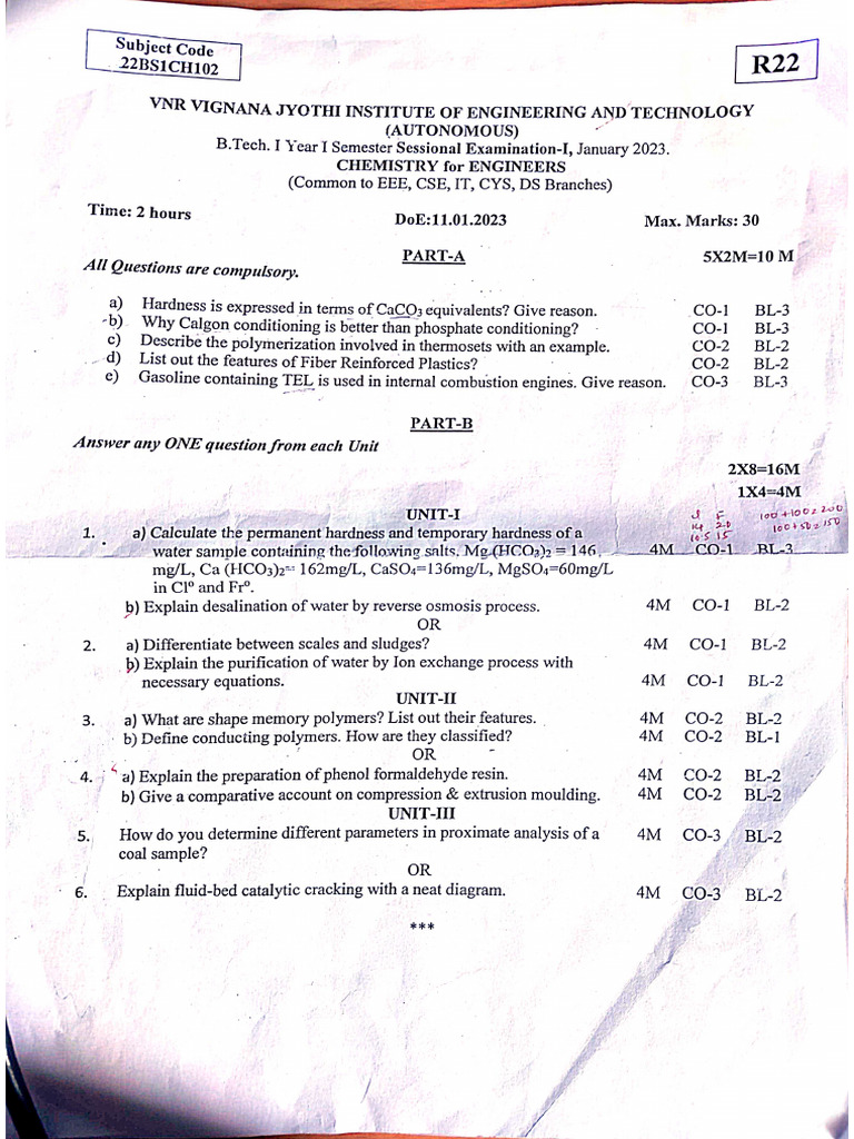 9.1, Mid-1 QP 2022-23 Sem-1 | PDF