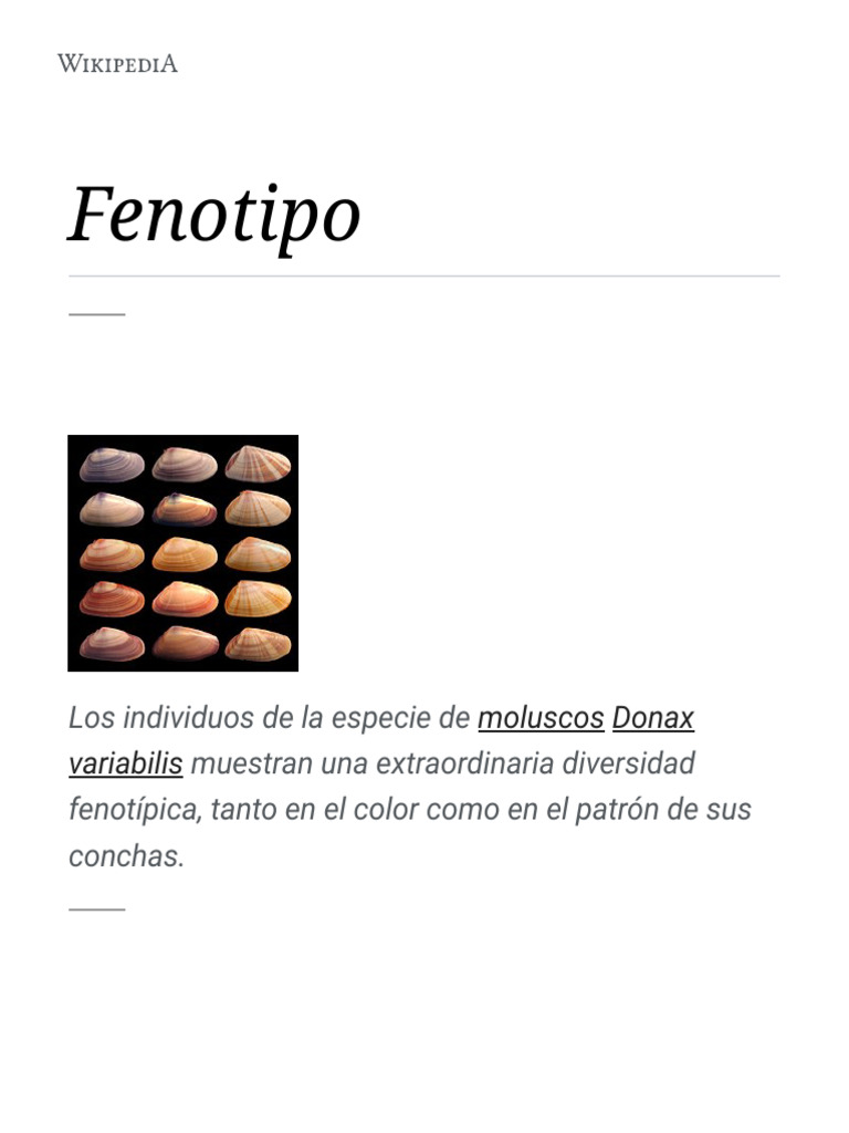 Wikipedia - Fenotipo | PDF | Fenotipo | Biología