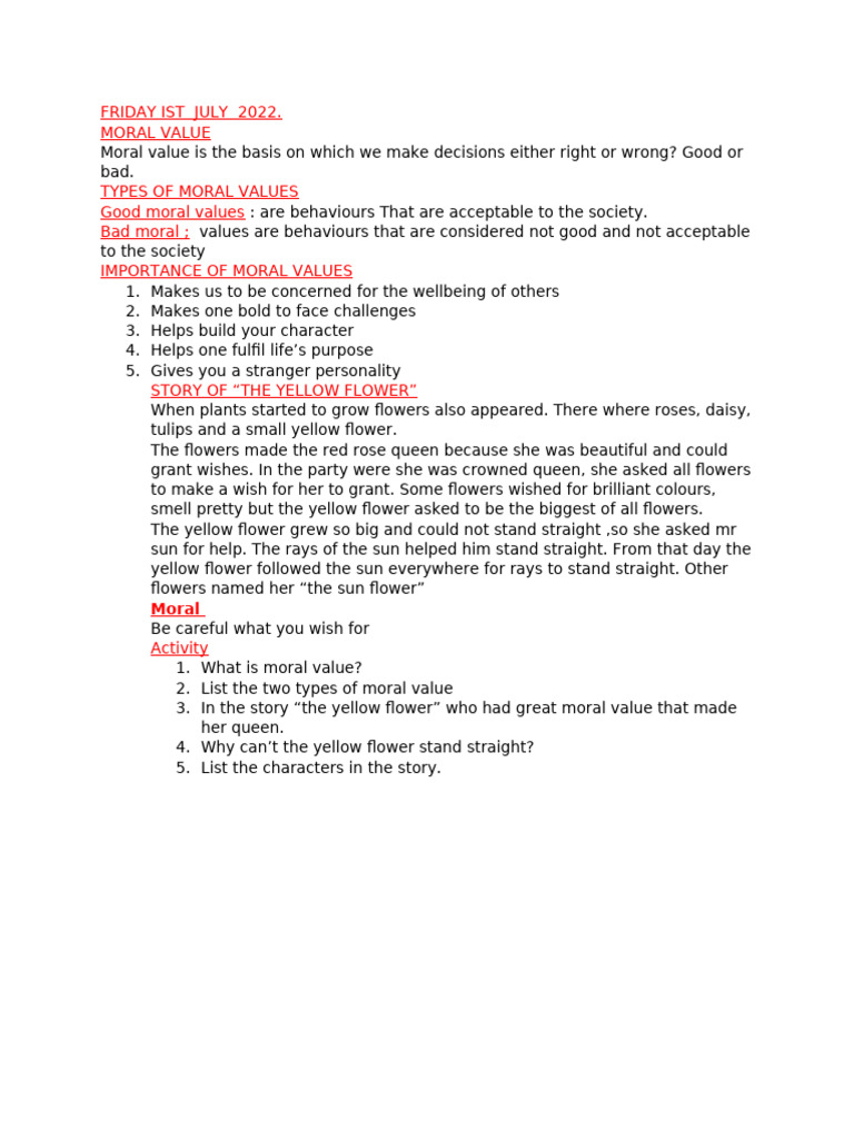 Moral Value | PDF