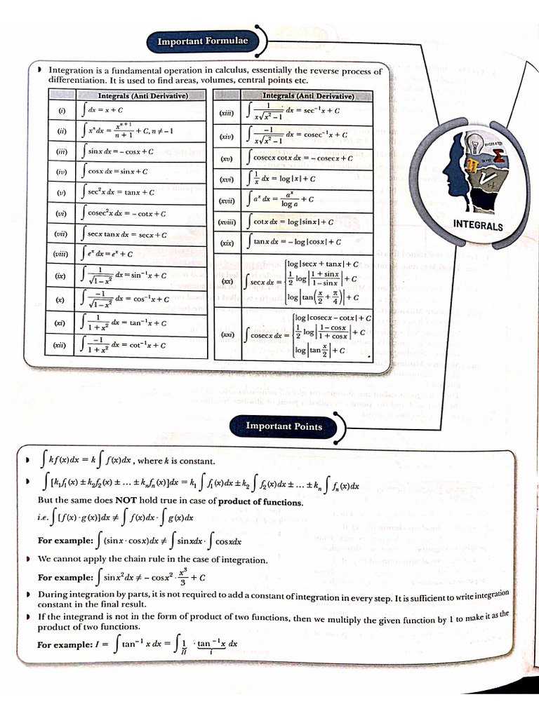 Integrals Mind Map and Formulas | PDF