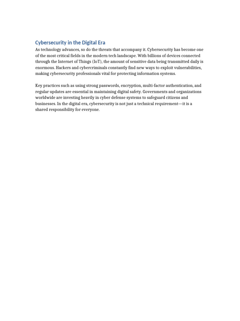 Cybersecurity in Digital Era | PDF