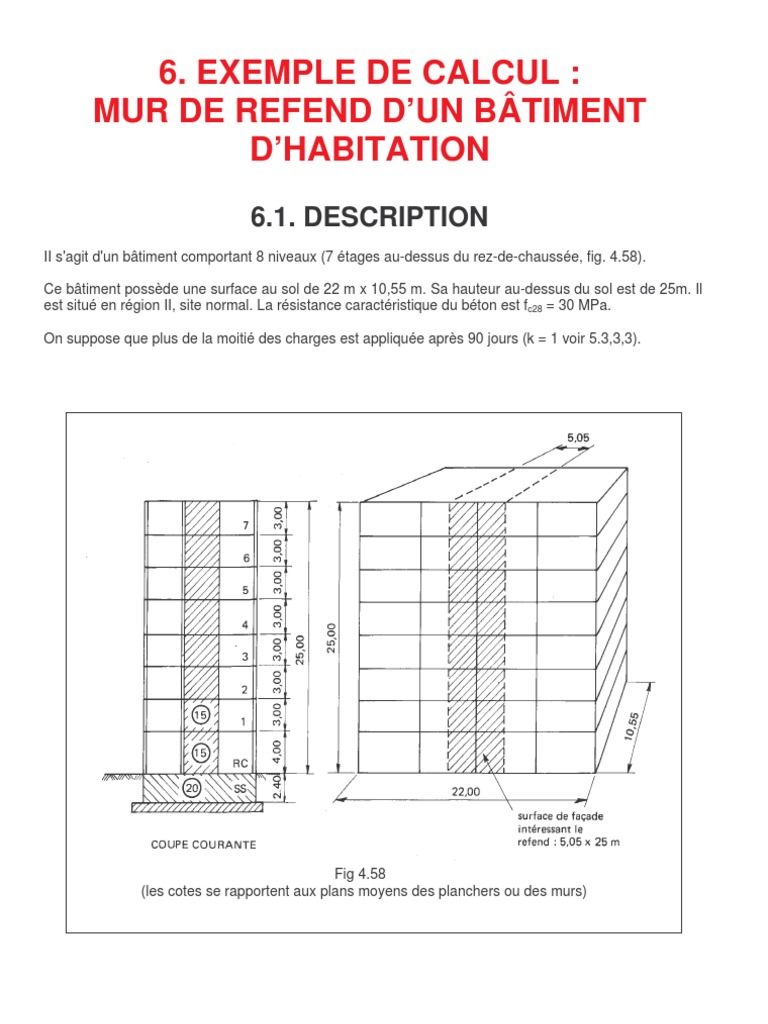 Exemple de Calcul Mur de Refend D'un Bâtiment D'habitation-Cet | PDF ...