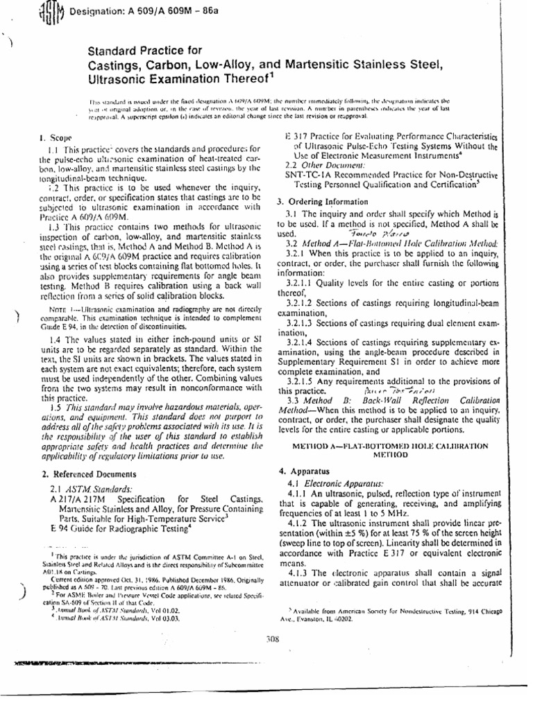 ASTM A609-A 609M - 86a | PDF