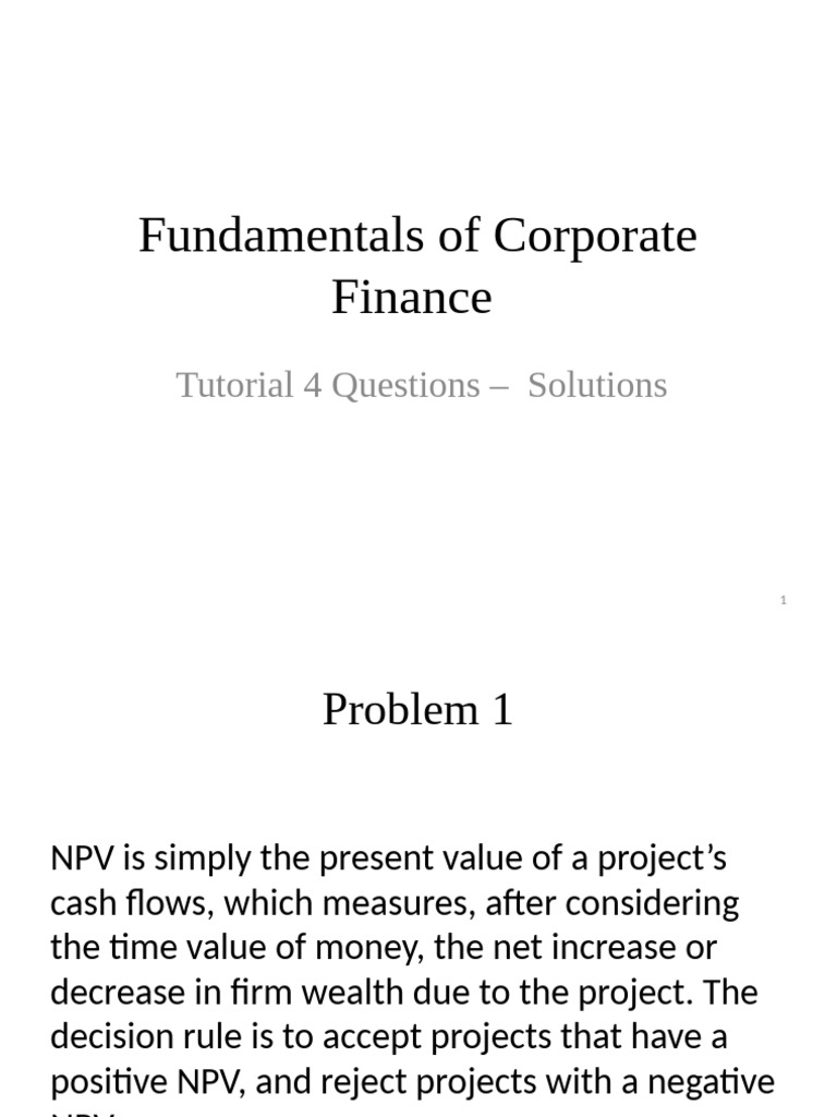 Corporate Finance NPV and Payback Analysis | PDF | Net Present Value ...