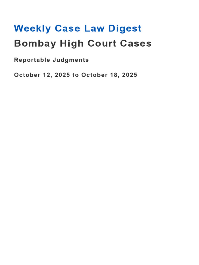 October 12, 2025 To October 18, 2025 - Bombay High Court Cases ...