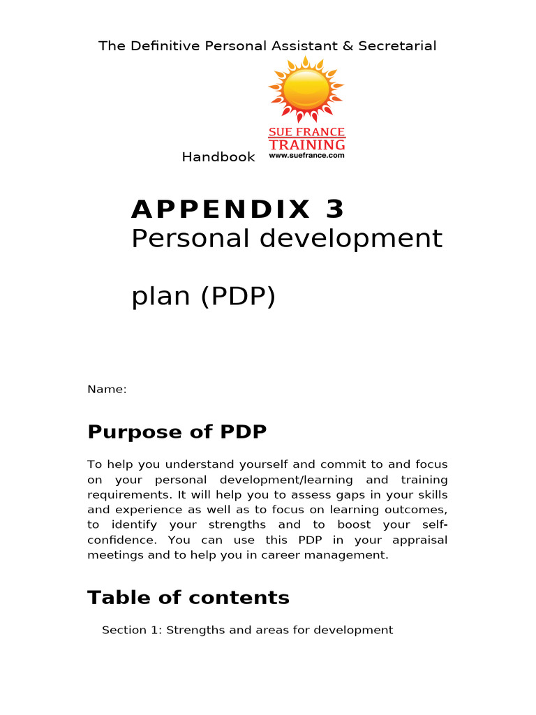 Appendix 3 Personal Development Plan | PDF | Goal Setting | Leadership
