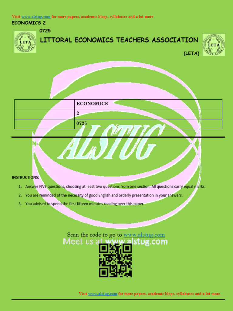 Economics (Littoral Mock) AL Paper 2 AL MOCK 725 | PDF | Cost Of Living | Economics