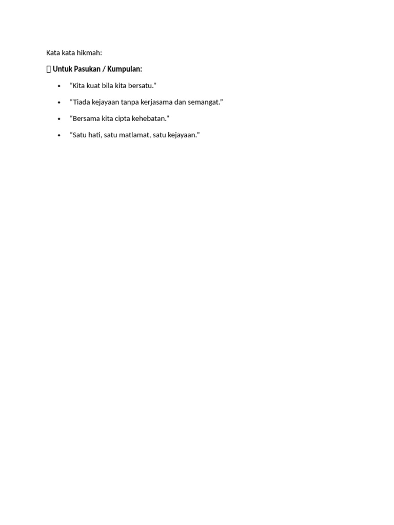 Kata Kata Hikmah Unuk Kumpulan | PDF