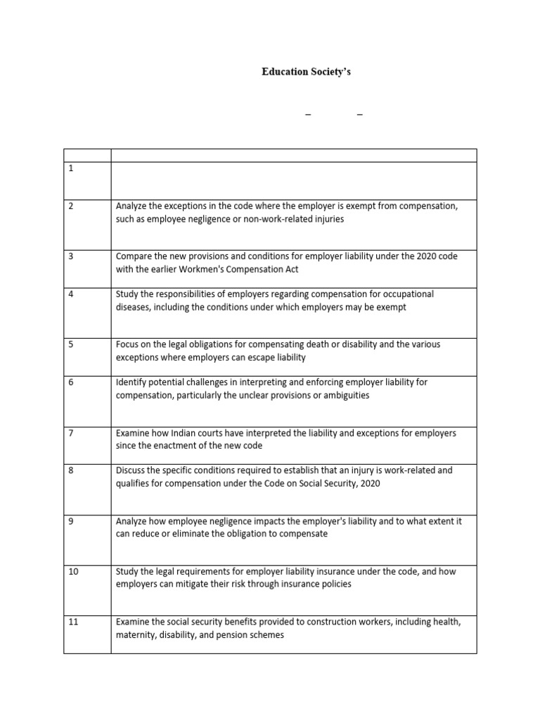 Labour Law - Assignment Topics - LLB - SEM V | PDF | Occupational Safety And Health | Employment
