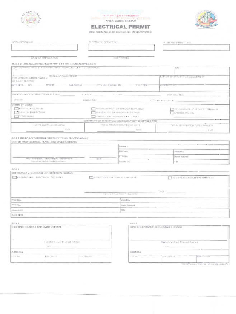 Electrical Permit Form Electronics Permit Form Pdf