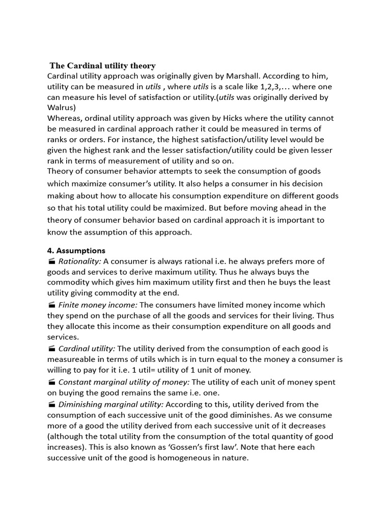 Cardinal Utuliti Theory - Docx Compressed | PDF | Utility | Marginal Utility
