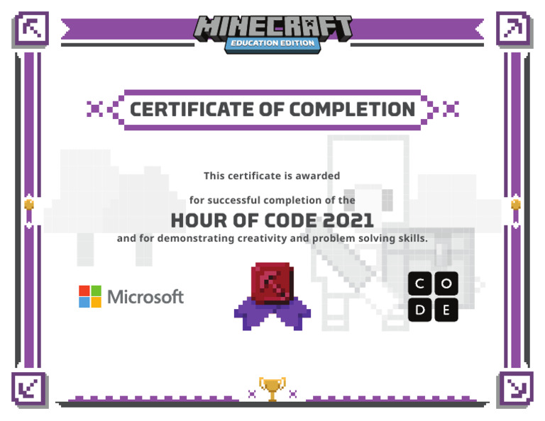 Mee Hour of Code Cert Completion 8.5x11 PRINT PDF | PDF