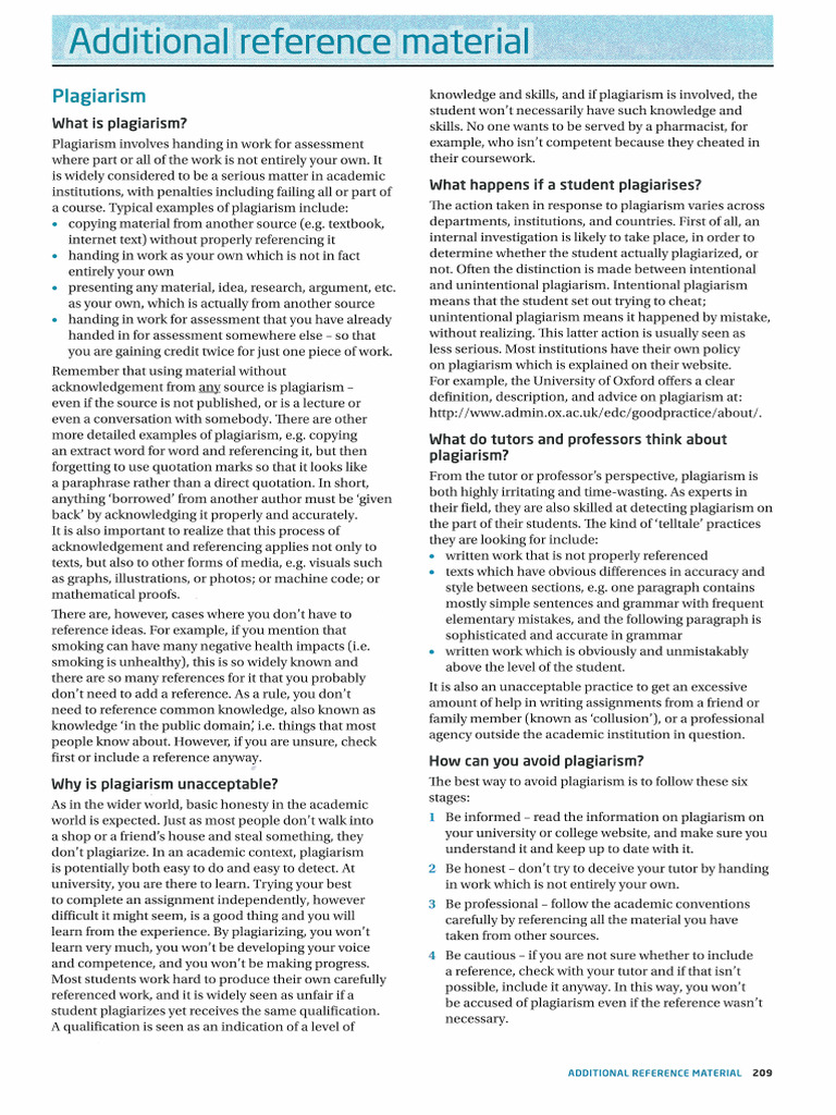 W3-W4-W5-W6-Oxford EAP B2 Add Reference Material Plagiarism Citations | PDF