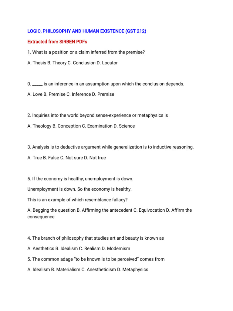 Philosophy of Logic and Existence | PDF | Logic | Reason