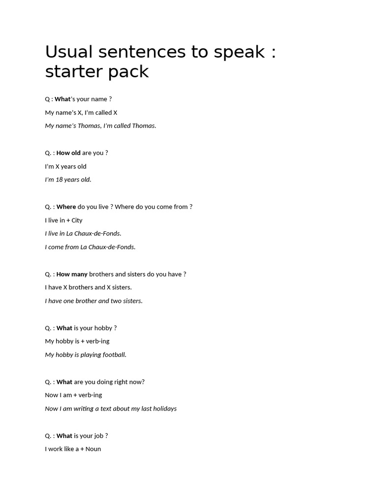 Usual Sentences To Speak | PDF