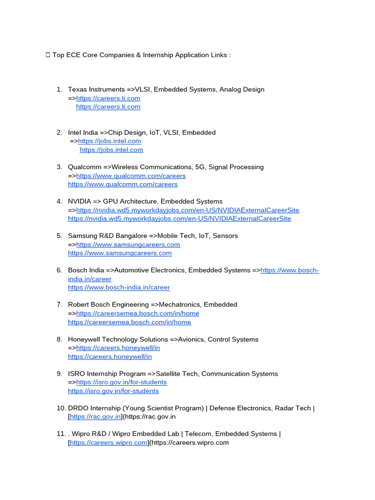 ECE Internships at Top Tech Companies | PDF | Electronic Engineering ...