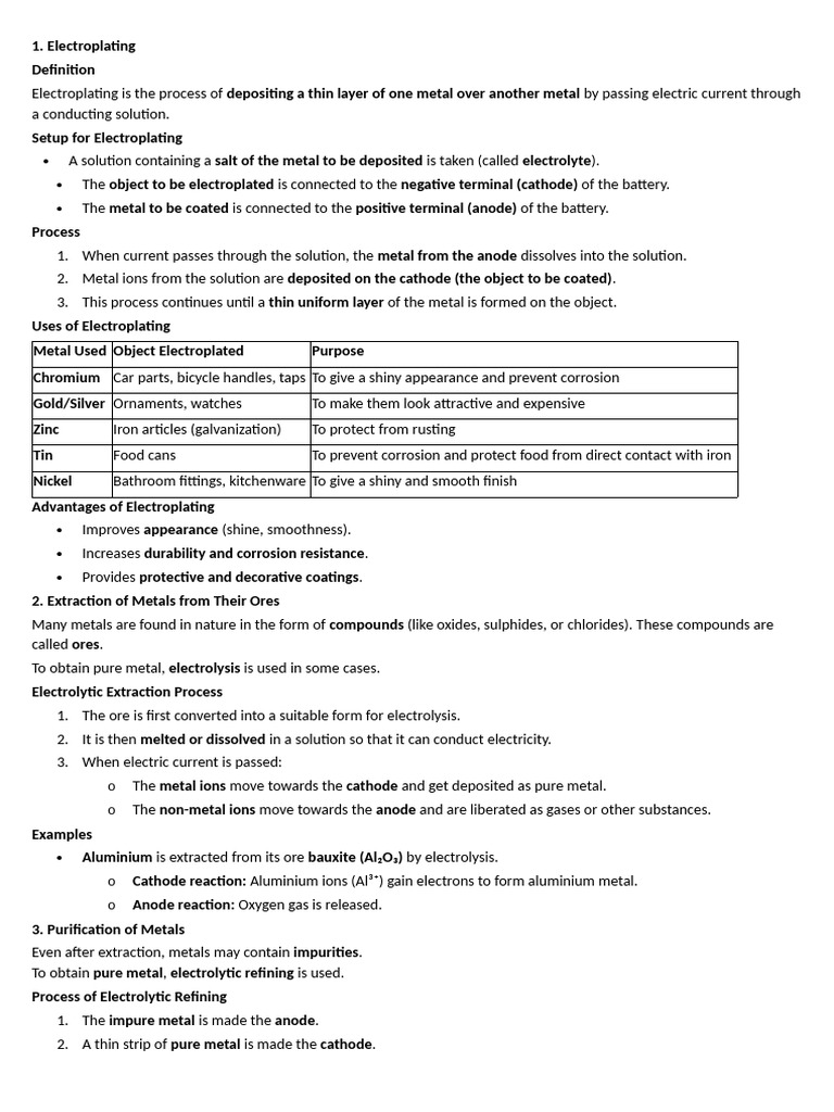 Chemical Effects of Electric Current | PDF | Anode | Metals