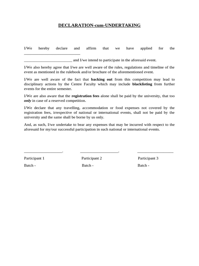 Undertaking Form - CADR & PS | PDF