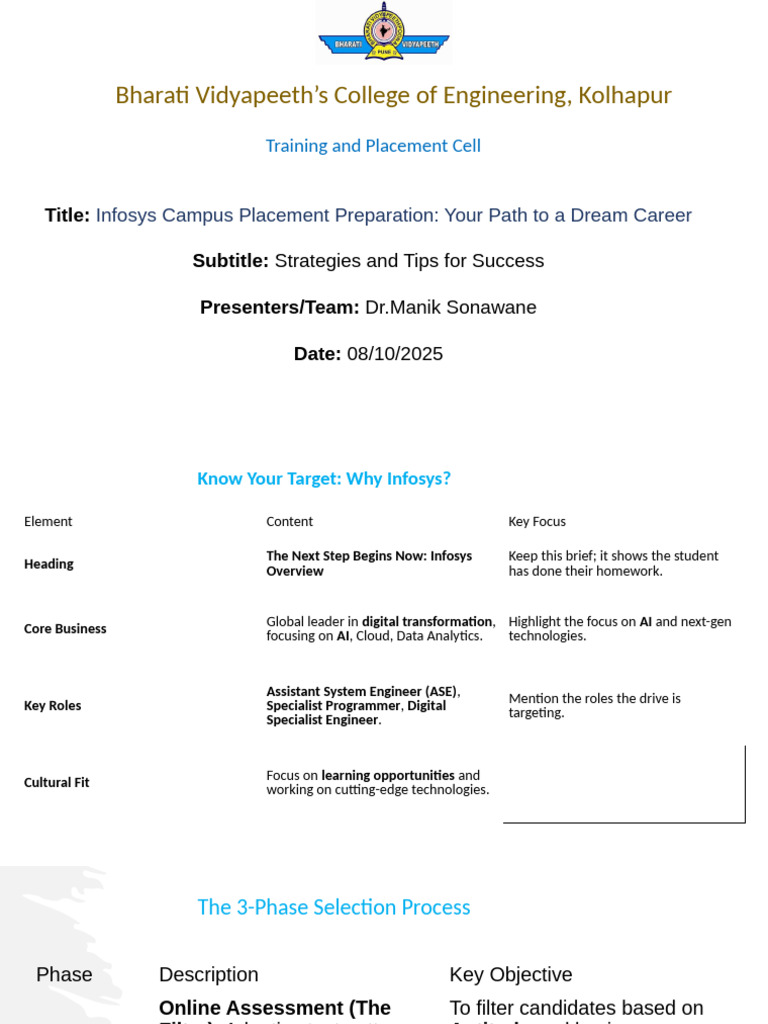 Infosys Placement Prep: Success Tips | PDF | Databases | Artificial ...