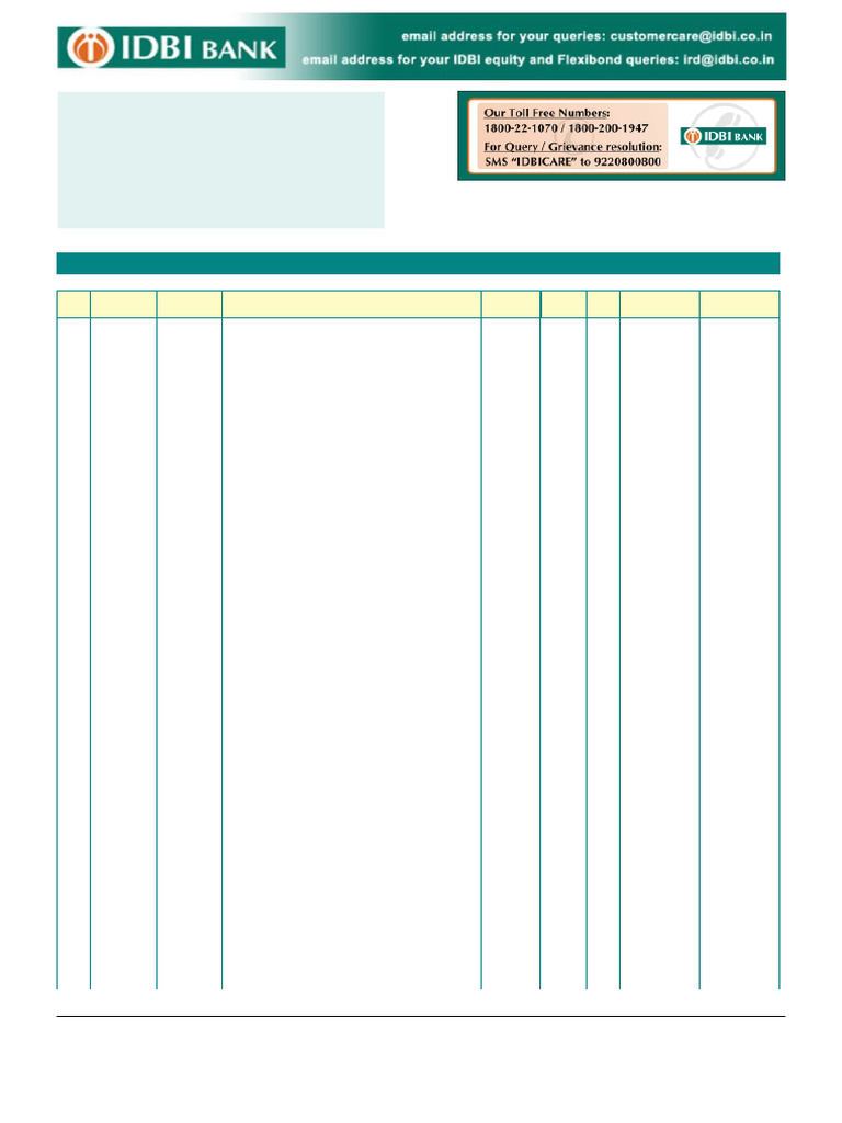 IDBI Bank Savings Account Statement | PDF | Debits And Credits | Debit Card