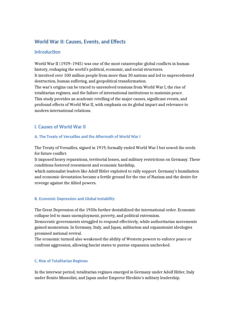 World War II: Causes and Key Events | PDF | Axis Powers | Nazi Germany