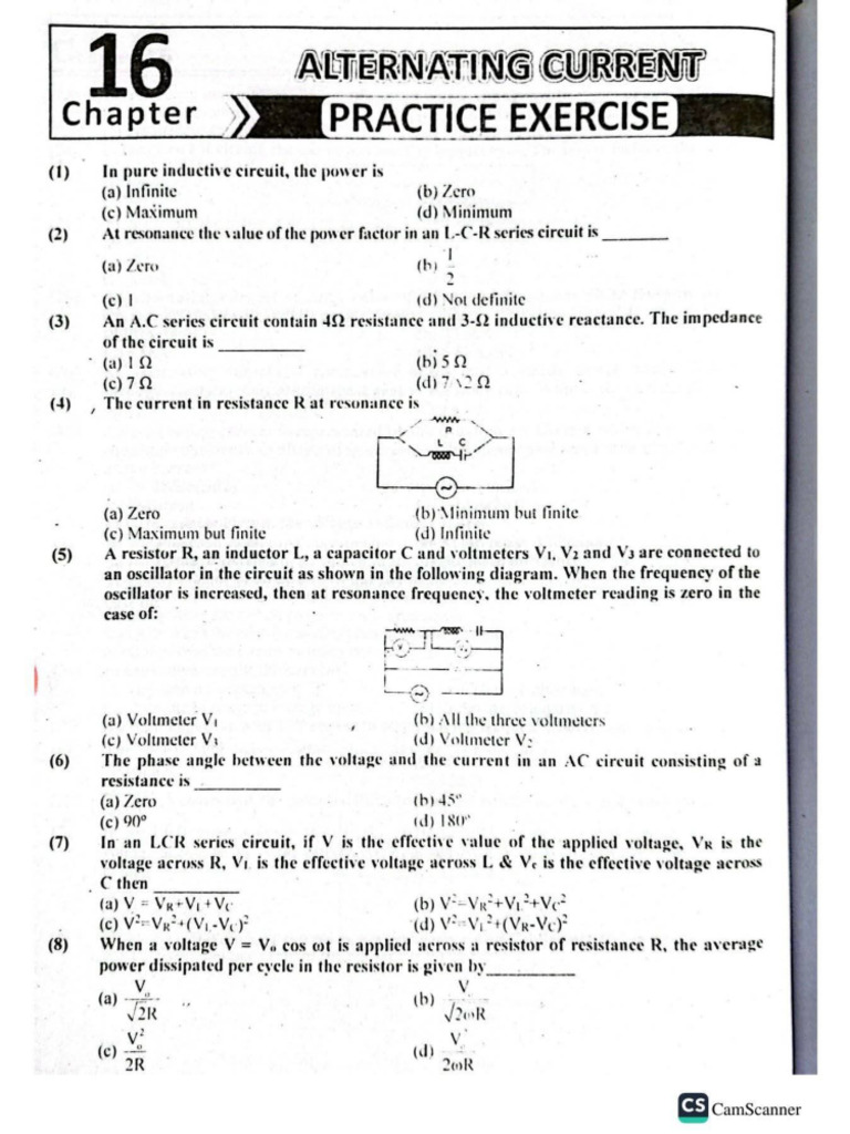 Alternating Current MCQS | PDF