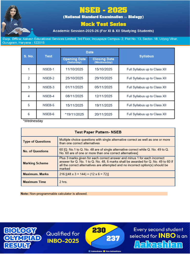 NSEB Test Schedule and Pattern 2025 | PDF