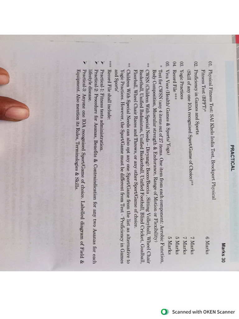 Class 12 Physical Education Practical | PDF