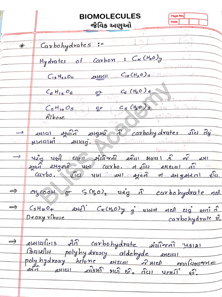 Biomolecules Class Notes Guj | PDF