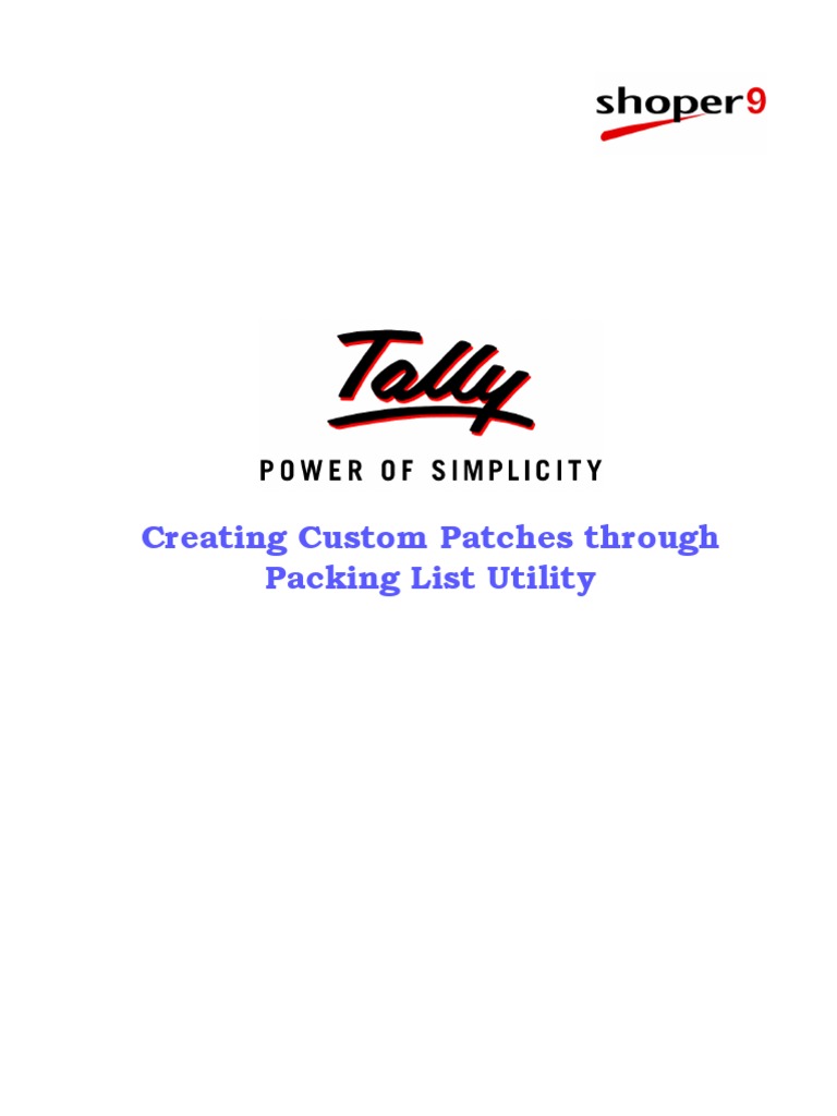 Creating Custom Patches - Tally - NET Services - Tally TDL - Tally ...
