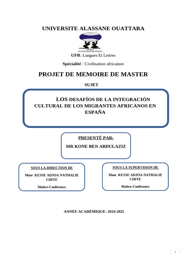 Projet de Memoire Ben Abdulaziz Master 1 Ben | PDF | Migración humana | Racismo